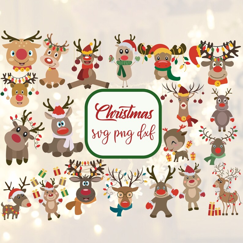 Christmas Deer SVG, DXF, Reindeer Svg, Christmas Lights Svg, Christmas ...