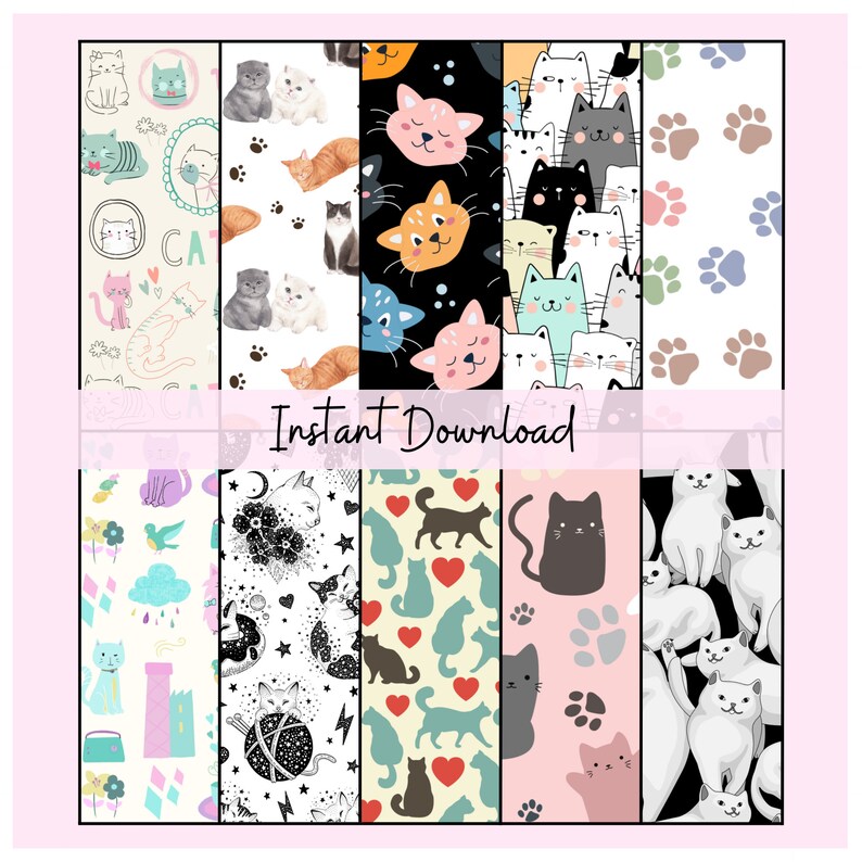 Digital Cat Paper. Printable Cat Paper Cat Paper Bundle - Etsy
