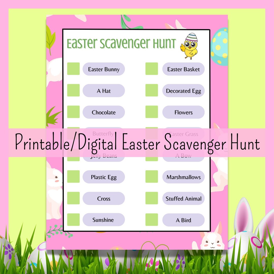 Digital/printable Easter Scavenger Hunt. Kids Fun Easter Activites ...