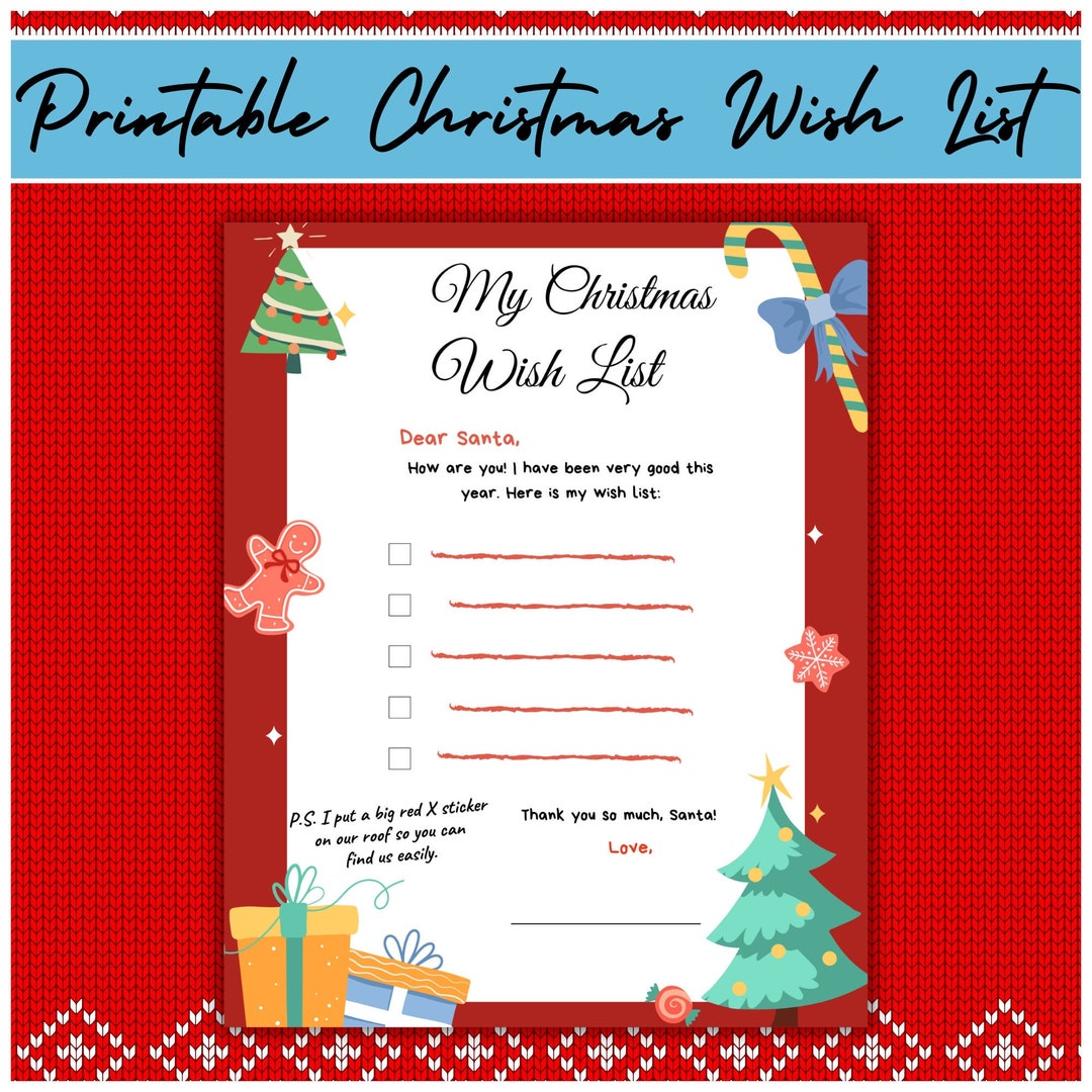 Printable Christmas Wish List for Kids (PNG File) - Etsy