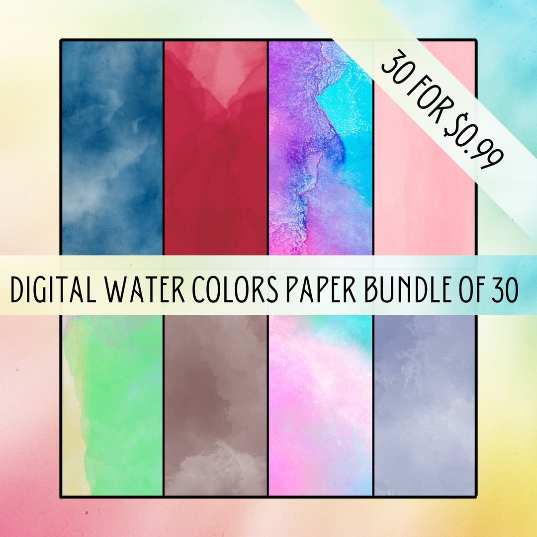 Water Colors Digital Paper Printable Water Color Paper - Etsy