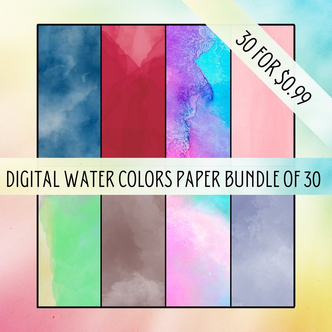 Water Colors Digital Paper Printable Water Color Paper - Etsy