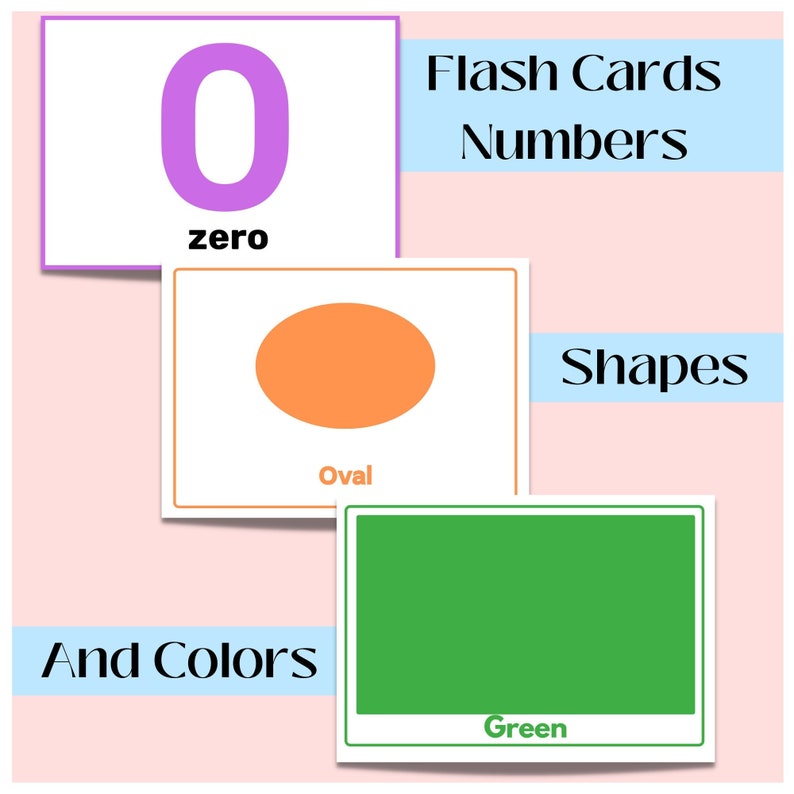Printable / Digital Flash Cards Shapes Numbers and Colors - Etsy