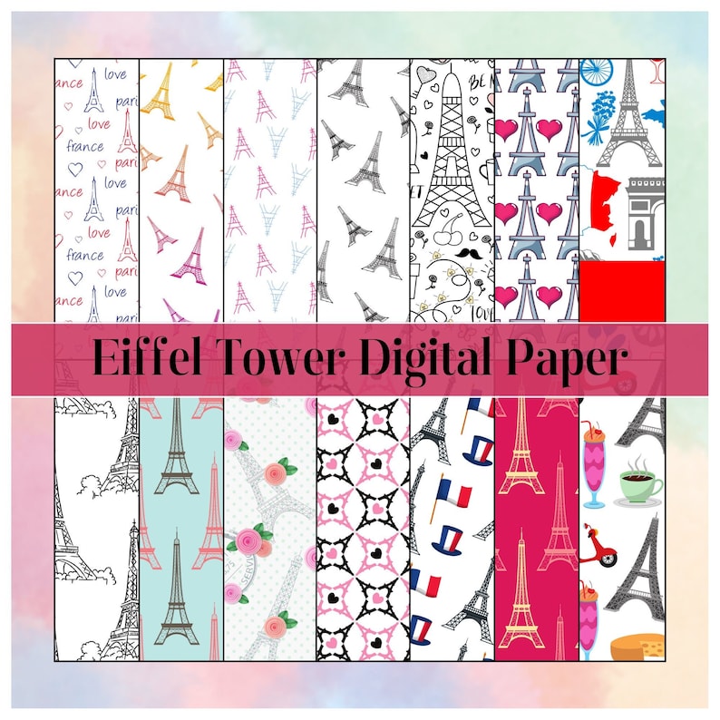 Digital Eiffel Tower Paper. Digital Paris Paper. - Etsy