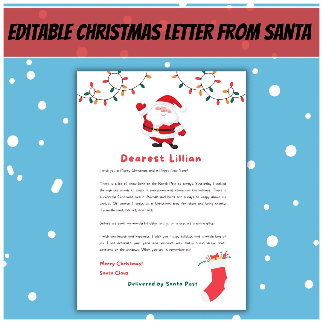 Editable Christmas Letter From Santa: Personalized Kids Activity - Etsy
