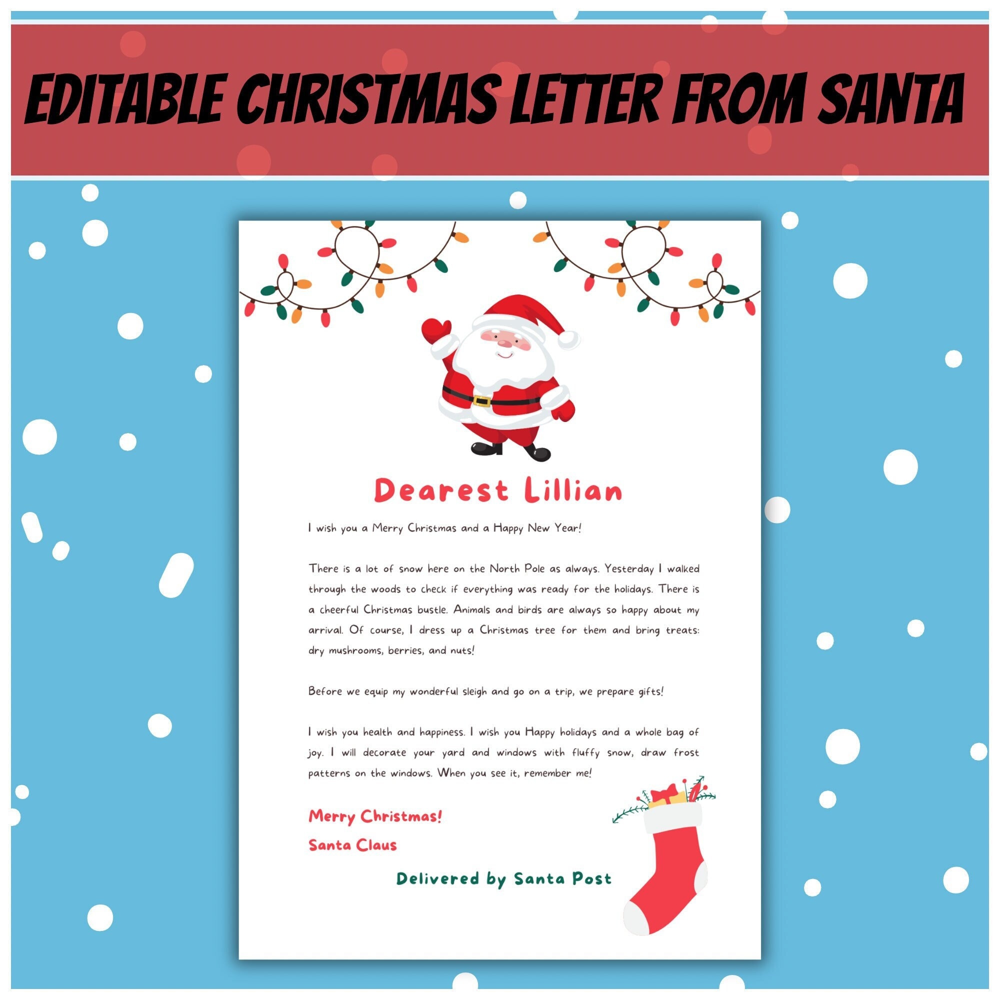 Editable Christmas Letter From Santa Kids Christmas Activitiy. Personal ...
