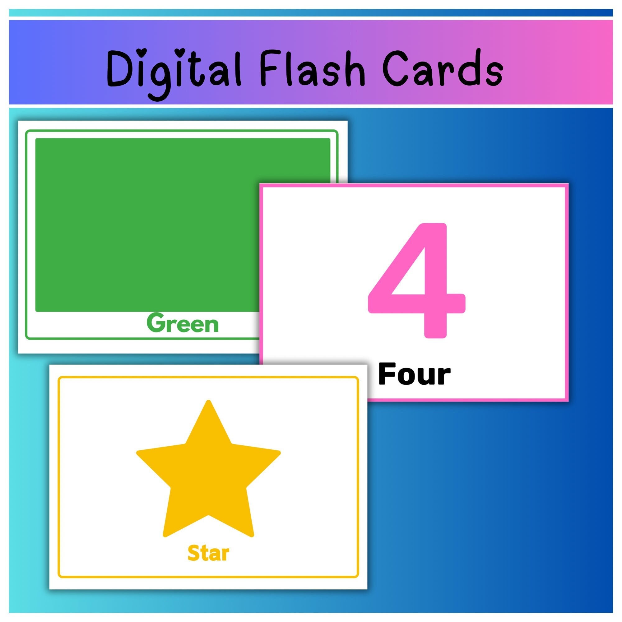 Printable / Digital Flash Cards Shapes, Numbers, and Colors - Etsy