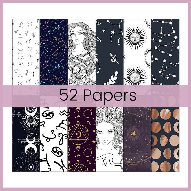 Astrology/zodiac Digital Paper Printable Astrology and Zodiac Paper. - Etsy