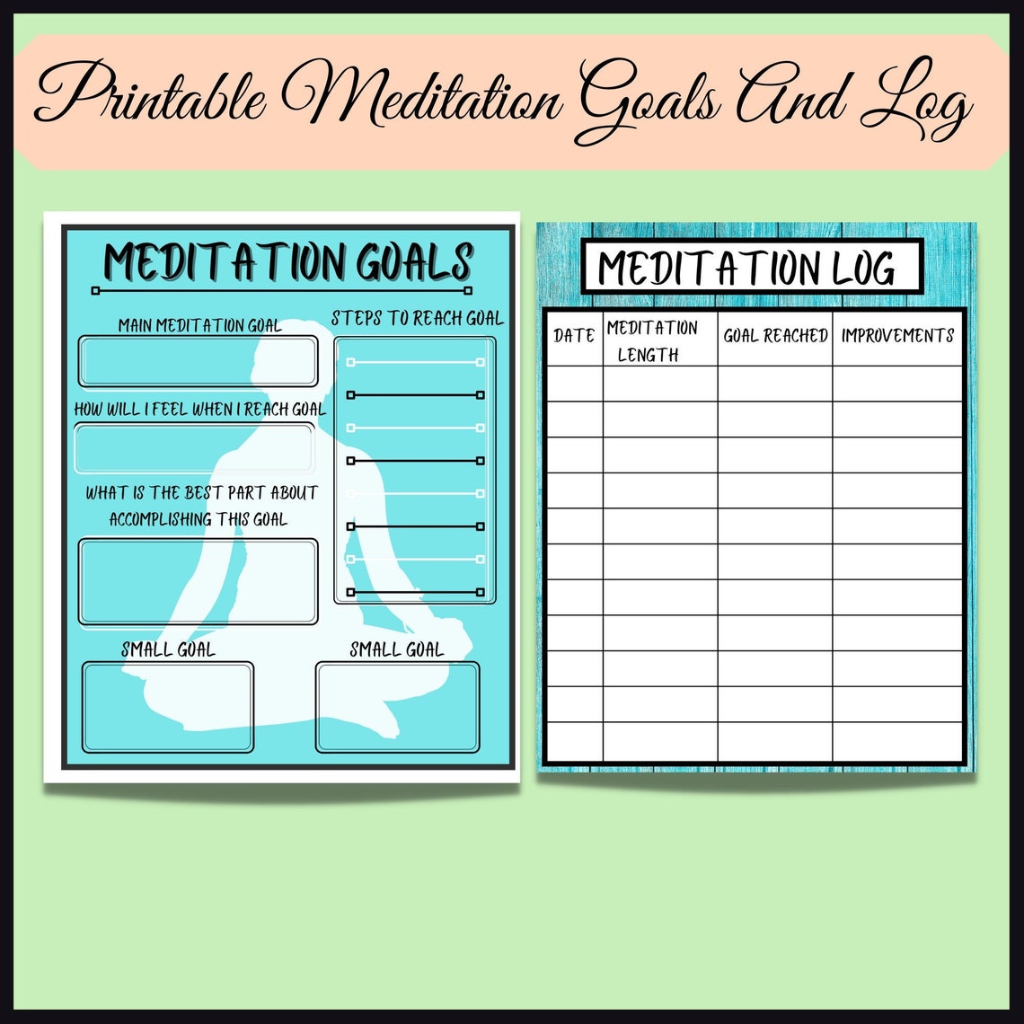 Printable Meditation Goals and Meditation Log - Etsy