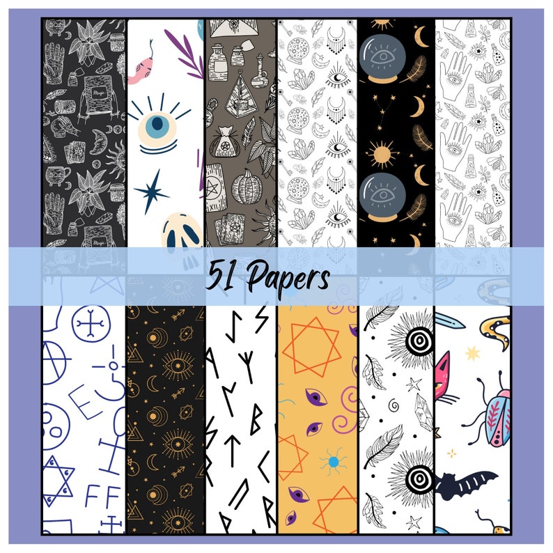 Witchy/ Mystical Digital Paper Bundle. - Etsy