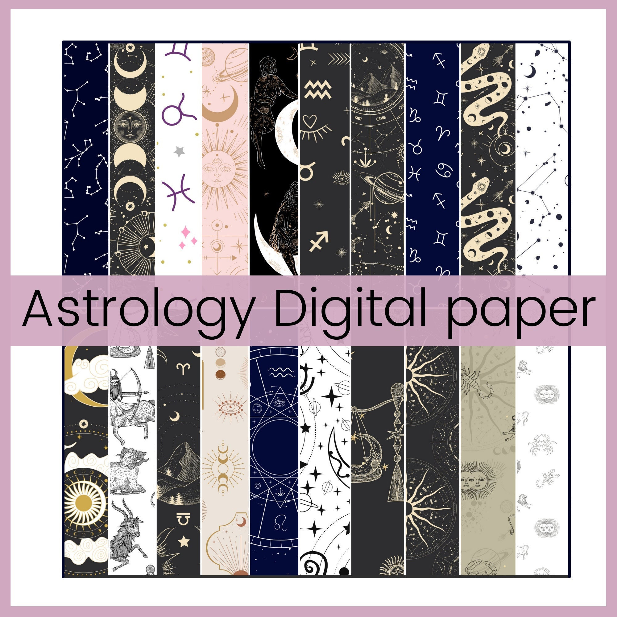 Astrology/zodiac Digital Paper Printable Astrology and Zodiac Paper. - Etsy