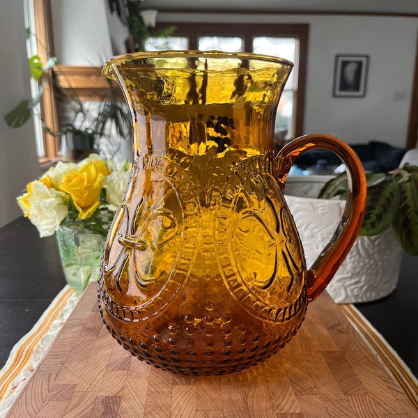 Amber Glass Pitcher - Etsy