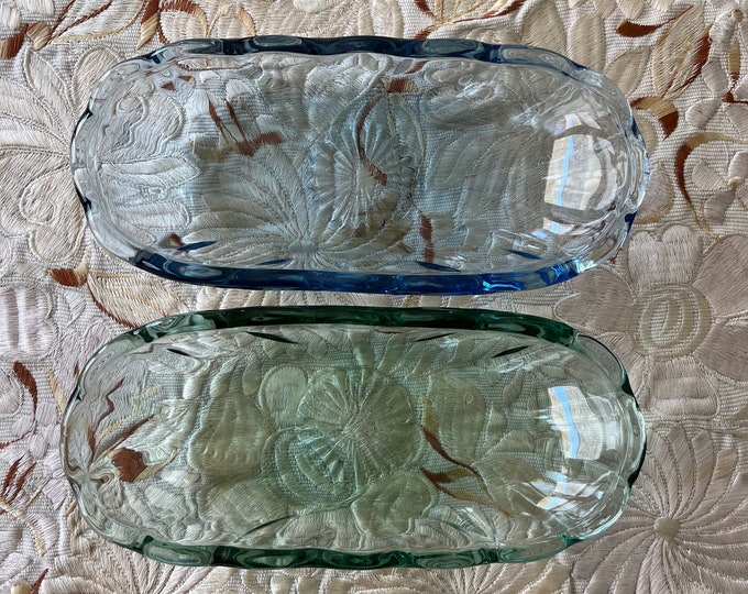 Vintage Anchor Hocking Banana Split Glass Boat Dish Trinket Dish Ice ...