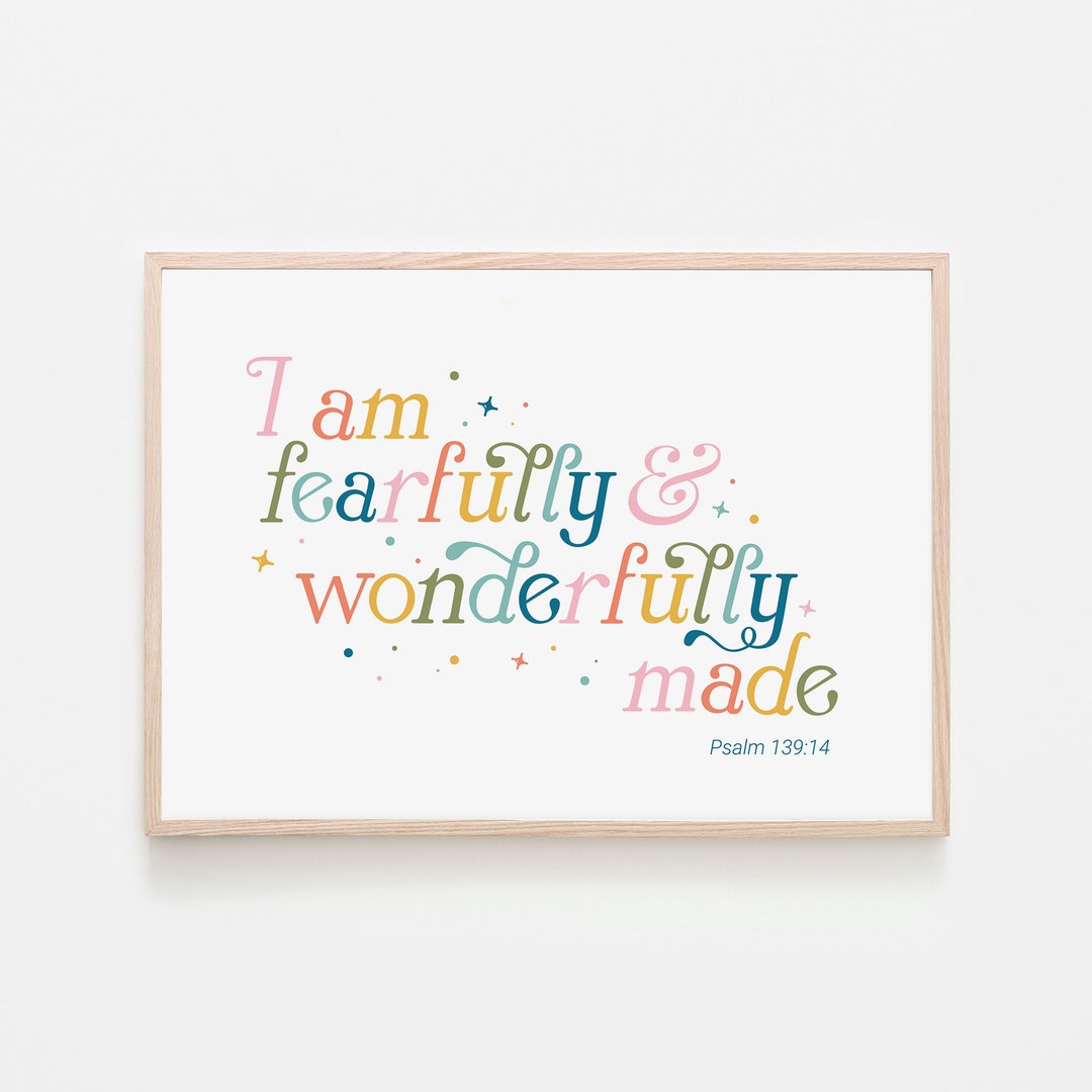 I Am Fearfully and Wonderfully Made Wall Art Kids Room Printable Bible ...