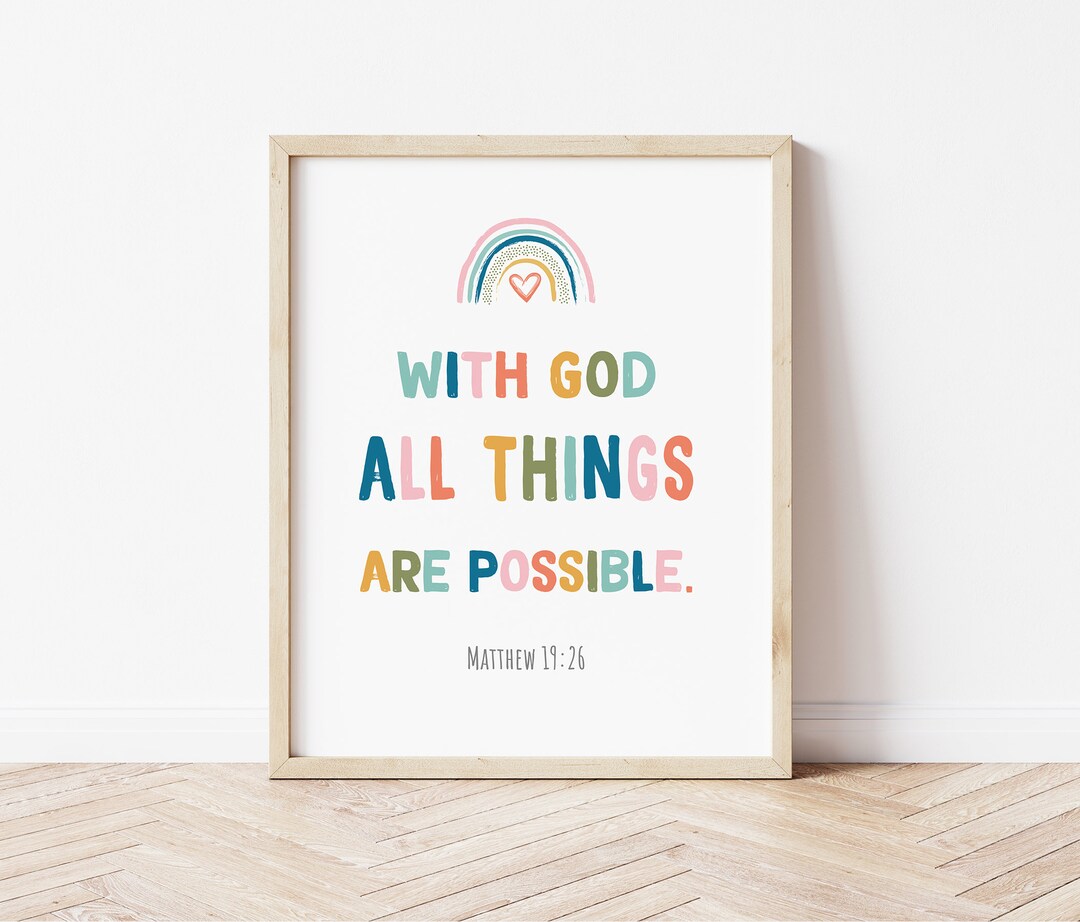 With God All Things Are Possible Wall Art Christian Printable Art Wall ...