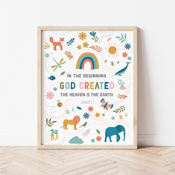 In the Beginning God Created the Heavens and the Earth - Etsy