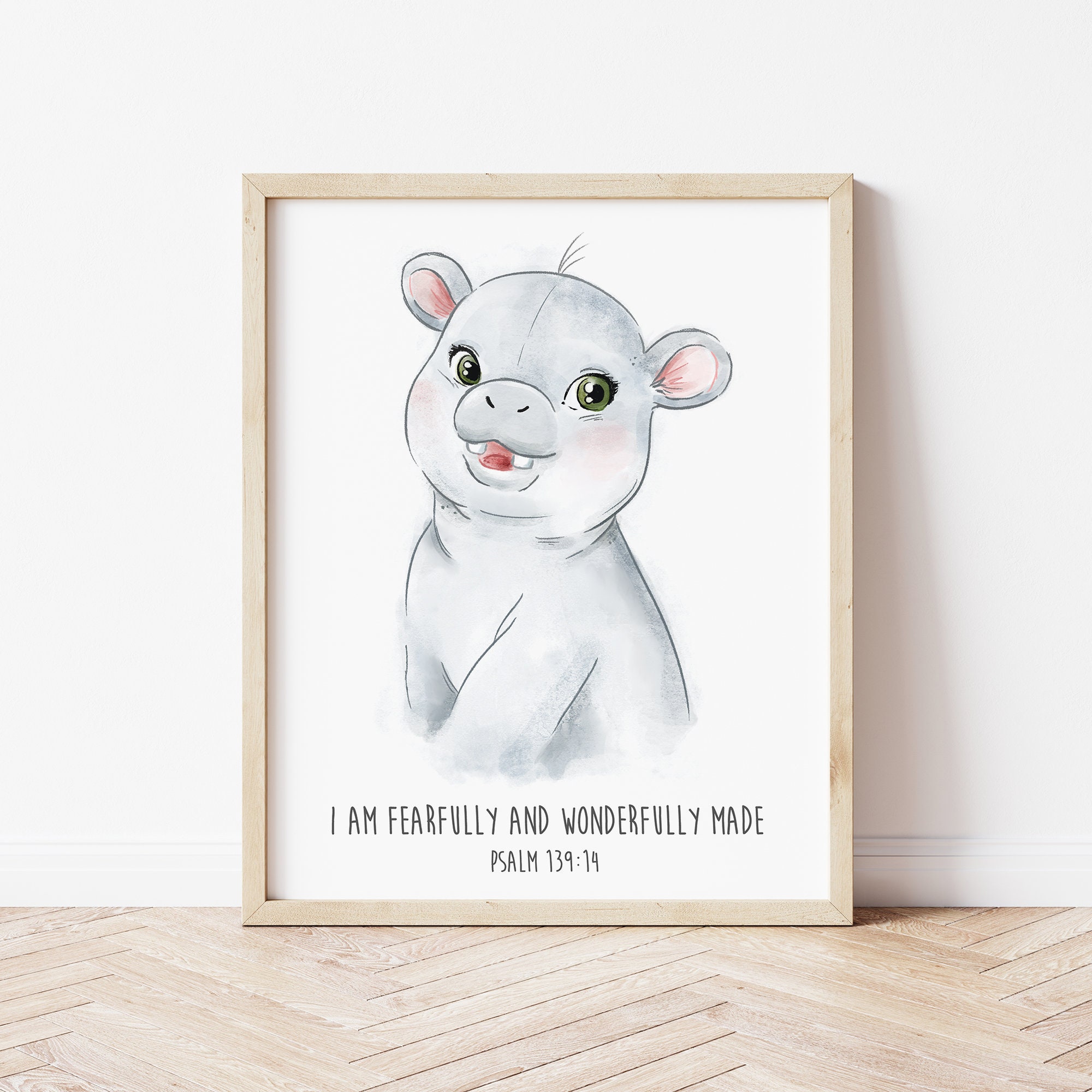 Cute Safari Animals Wall Art Bible Verse Jungle Animals Nursery ...