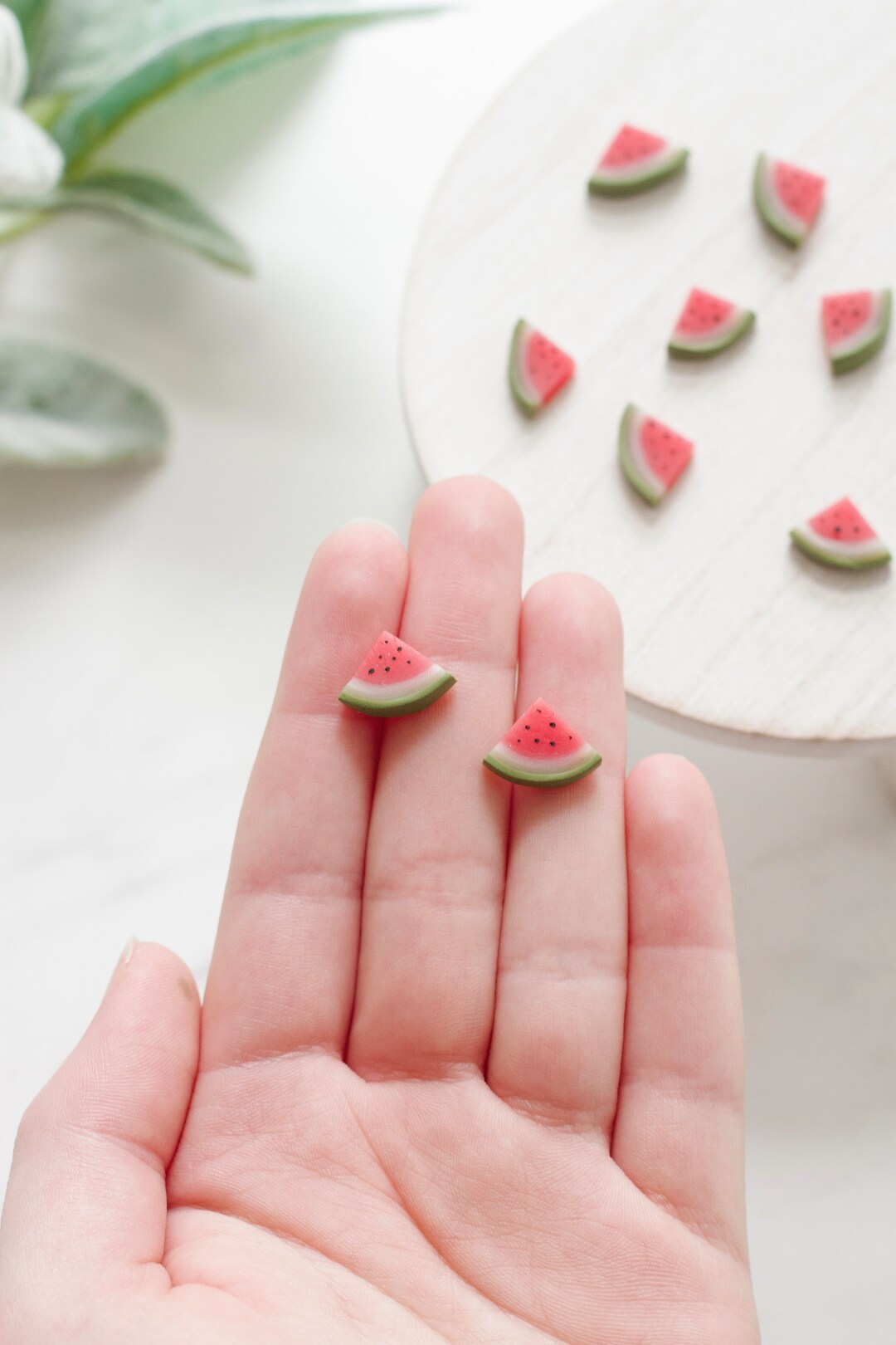 Handmade Watermelon Polymer Clay Stud Earrings Clay Fruit Studs Fruit ...