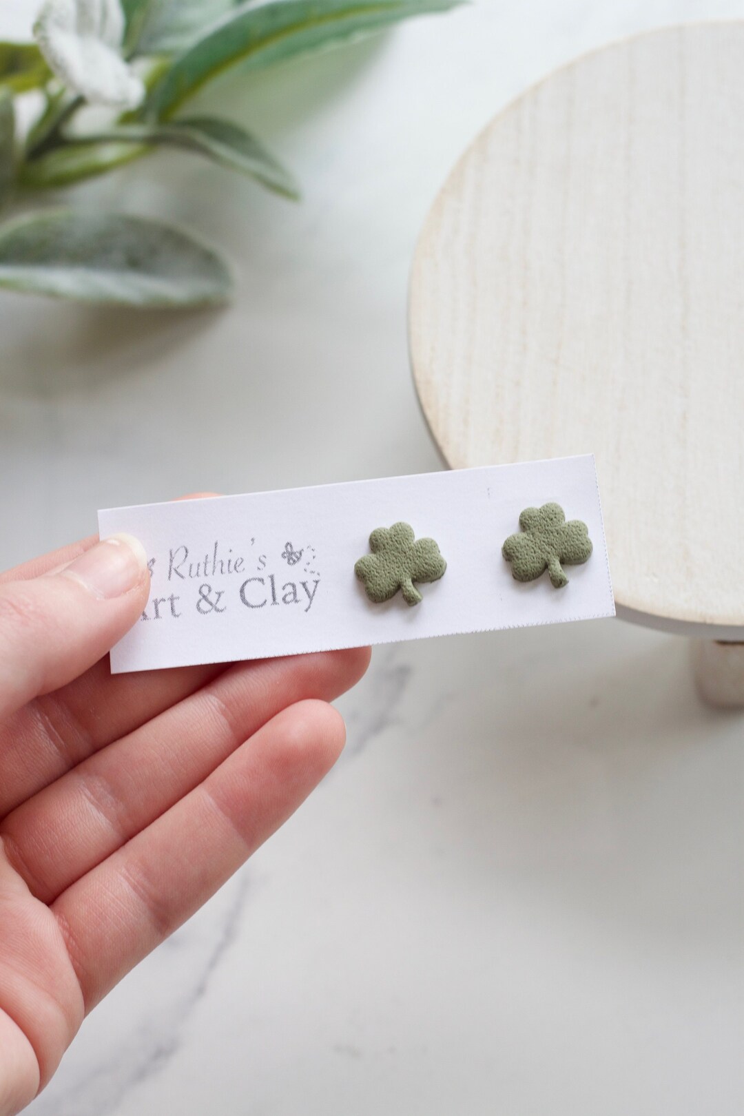 St. Patricks Day Clover Polymer Clay Stud Earrings | Handmade St. Patty ...