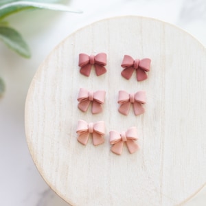 Coquette Bow Stud Earrings | Handmade Polymer Clay Bow Stud Earrings | Pink Bow Earrings ...