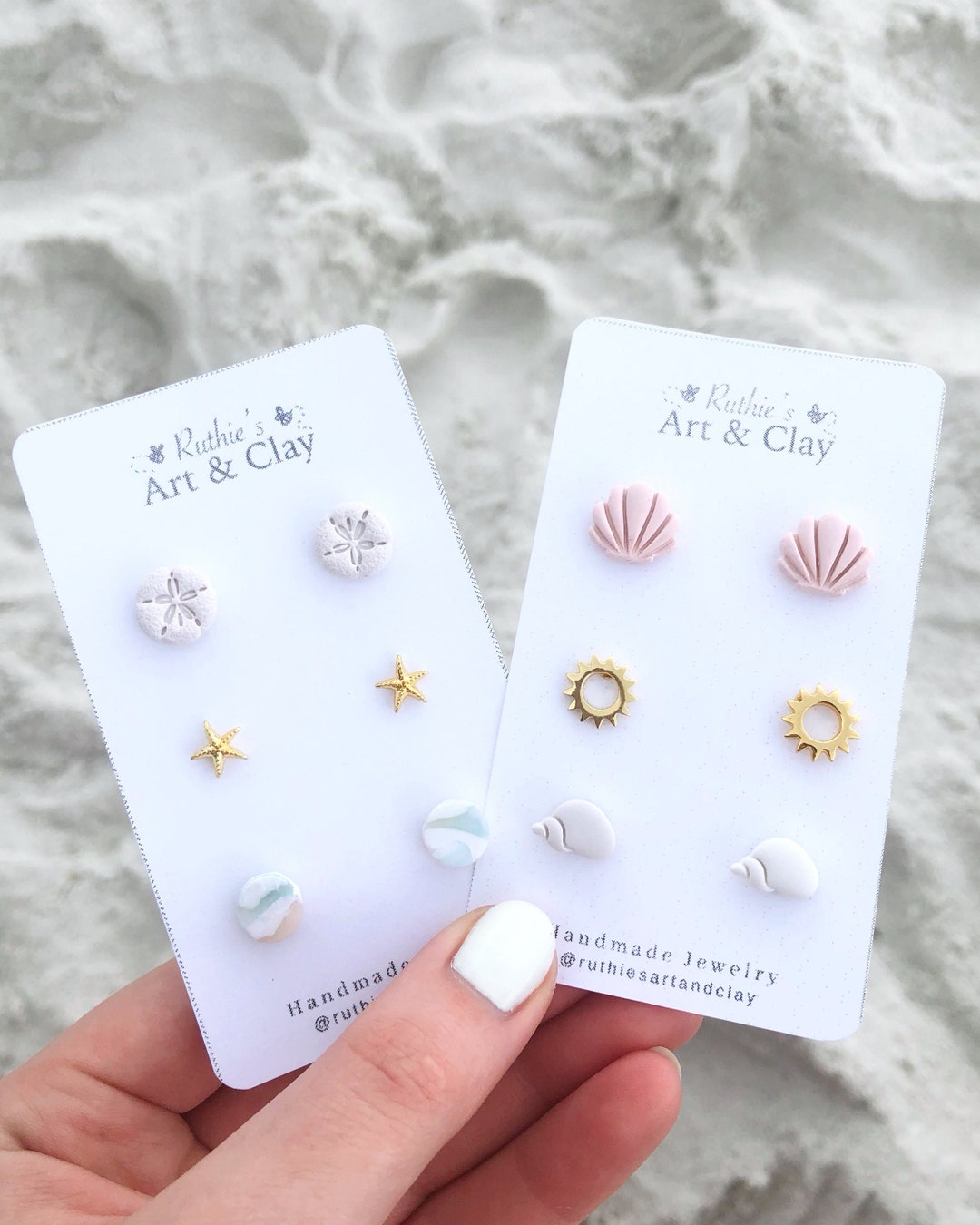 Beach Polymer Clay Stud Pack | Handmade Polymer Clay Beach Themed ...