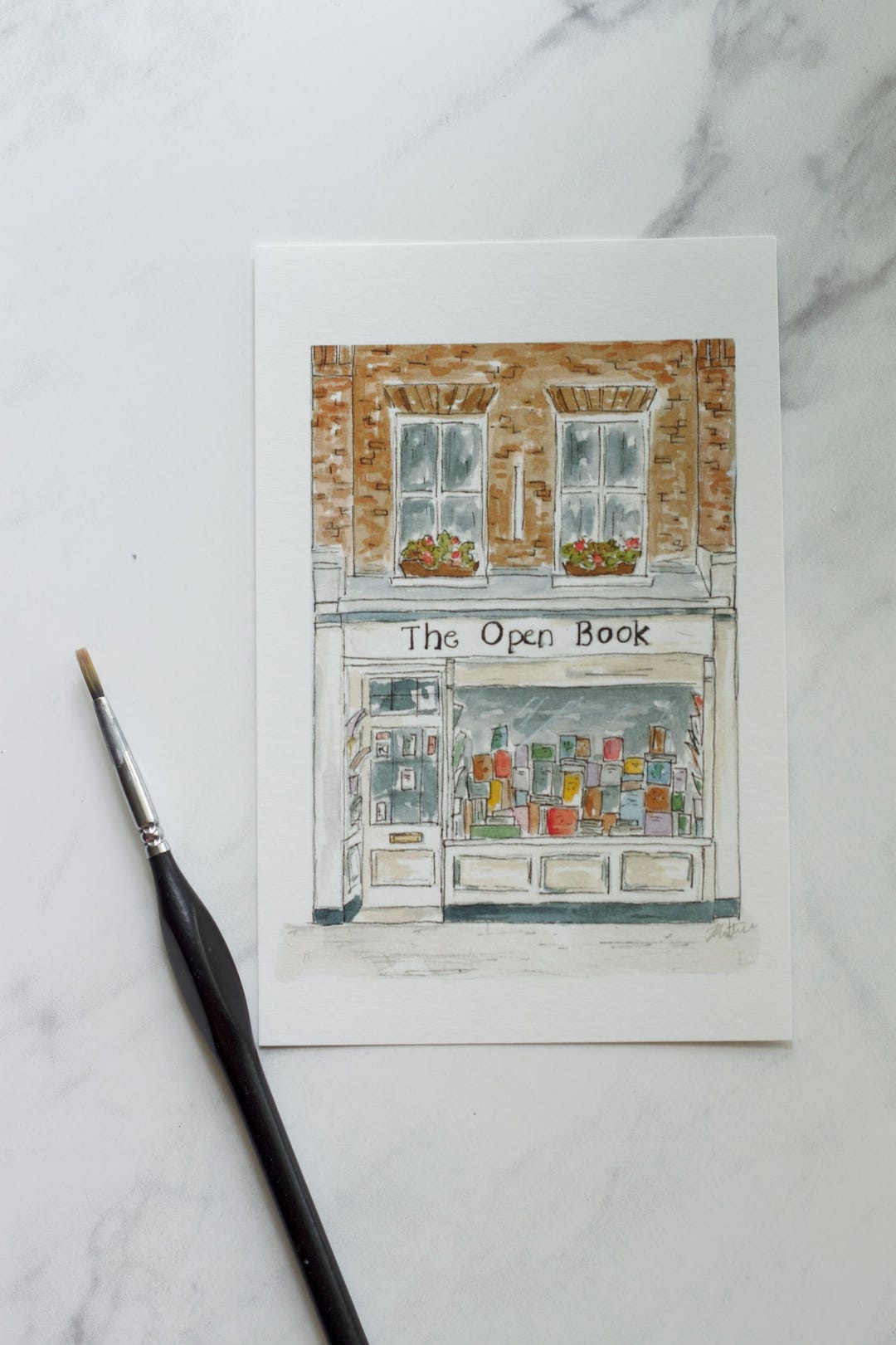 The Open Book – 4x6 Watercolor Art Print | Quaint English Bookshop ...