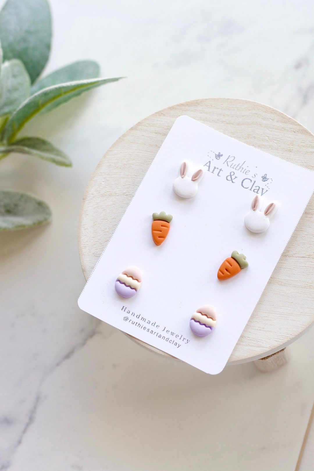 Easter Clay Earring Stud Pack | Handmade Polymer Clay Easter Bunny Stud ...