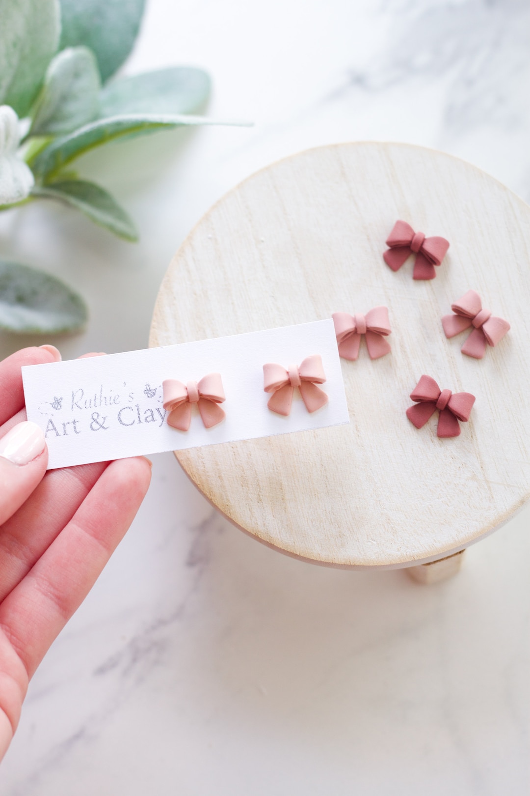 Coquette Bow Stud Earrings | Handmade Polymer Clay Bow Stud Earrings | Pink Bow Earrings ...