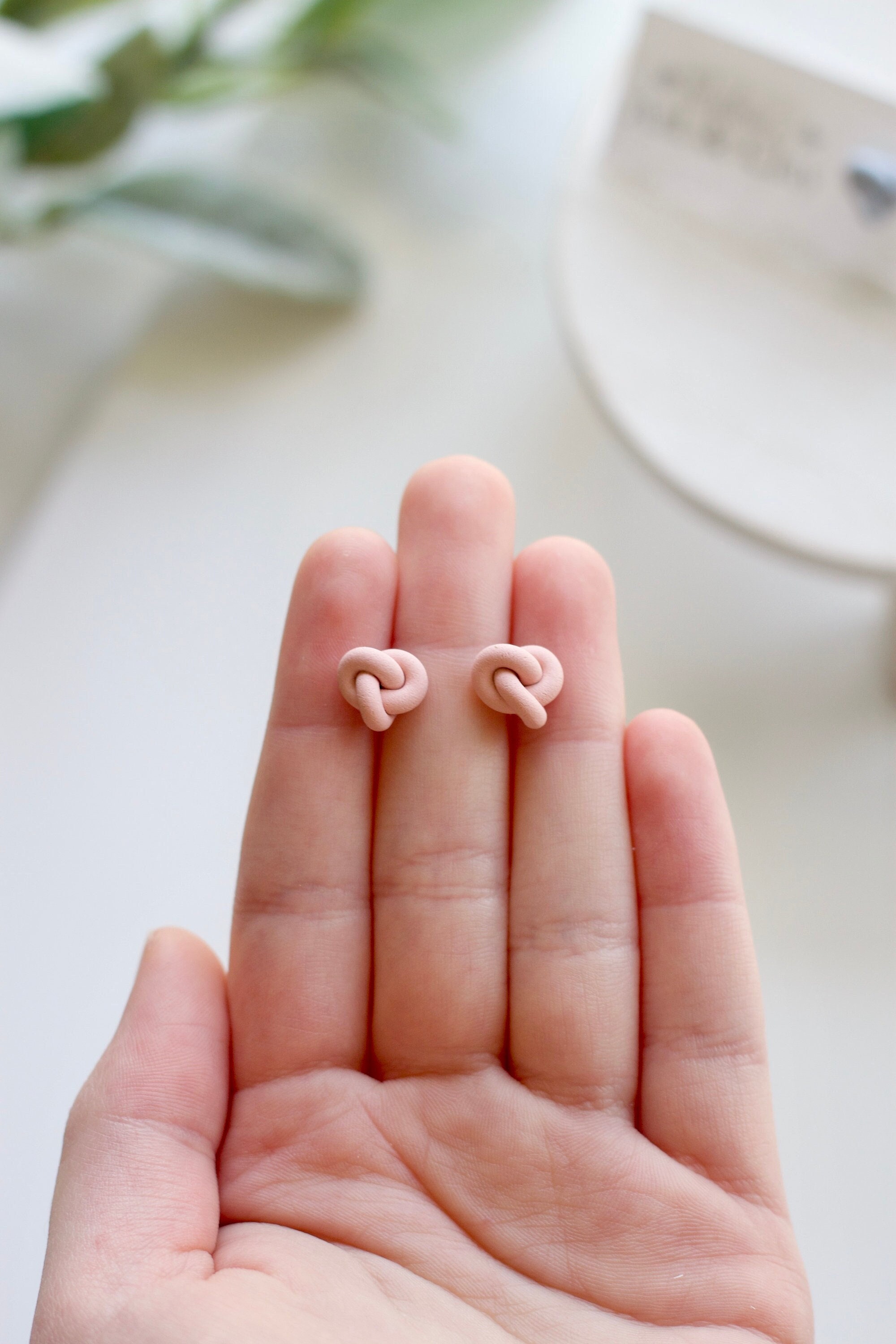 RuthiesArtandClay Handmade Polymer Clay Knot Stud Earrings Knotted Clay Studs Handmade Clay Studs Knot Earrings