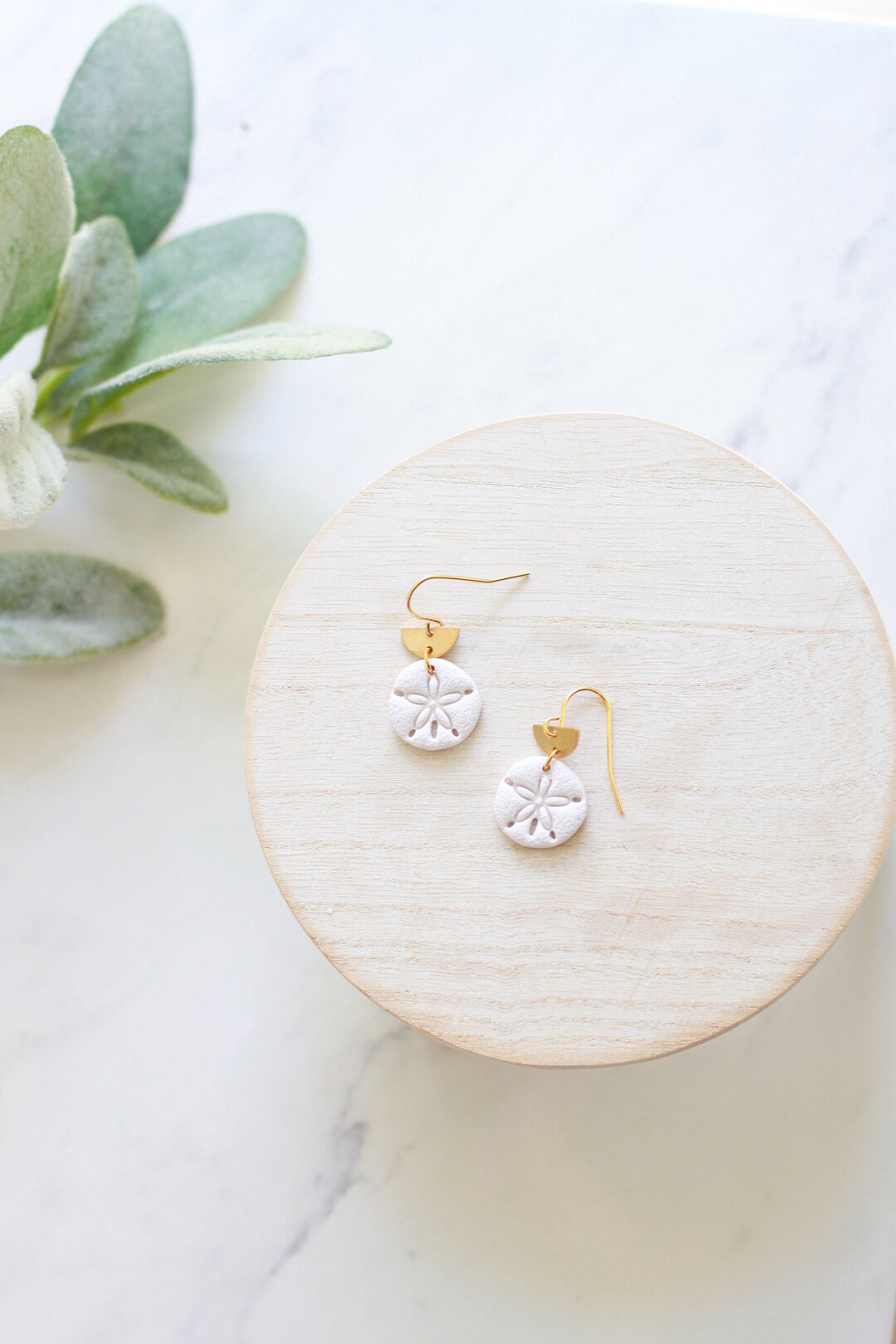 Mini Sand Dollar Clay Dangle Earrings | Beach Polymer Clay Earrings ...