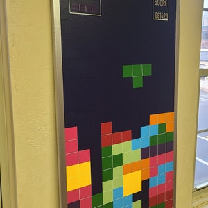 Hand Painted Tetris Wall Hanging With Tetris Sign - Etsy
