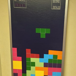 Hand Painted Tetris Wall Hanging With Tetris Sign - Etsy