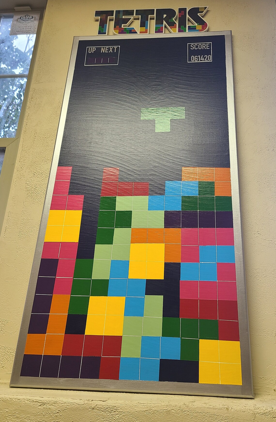 Hand Painted Tetris Wall Hanging With Tetris Sign - Etsy