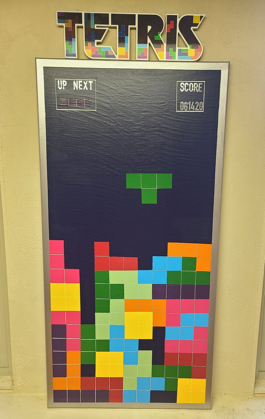 Hand Painted Tetris Wall Hanging With Tetris Sign - Etsy