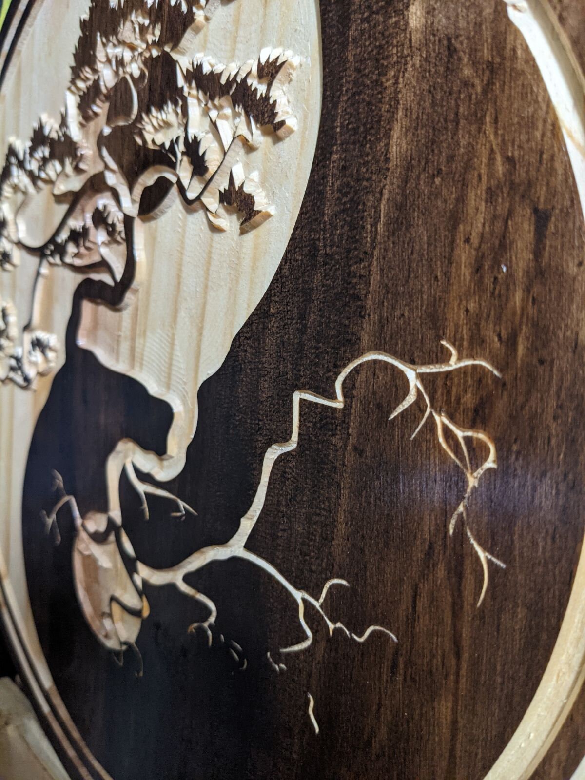 15" Carved Ying/yang "tree of Life" - Etsy