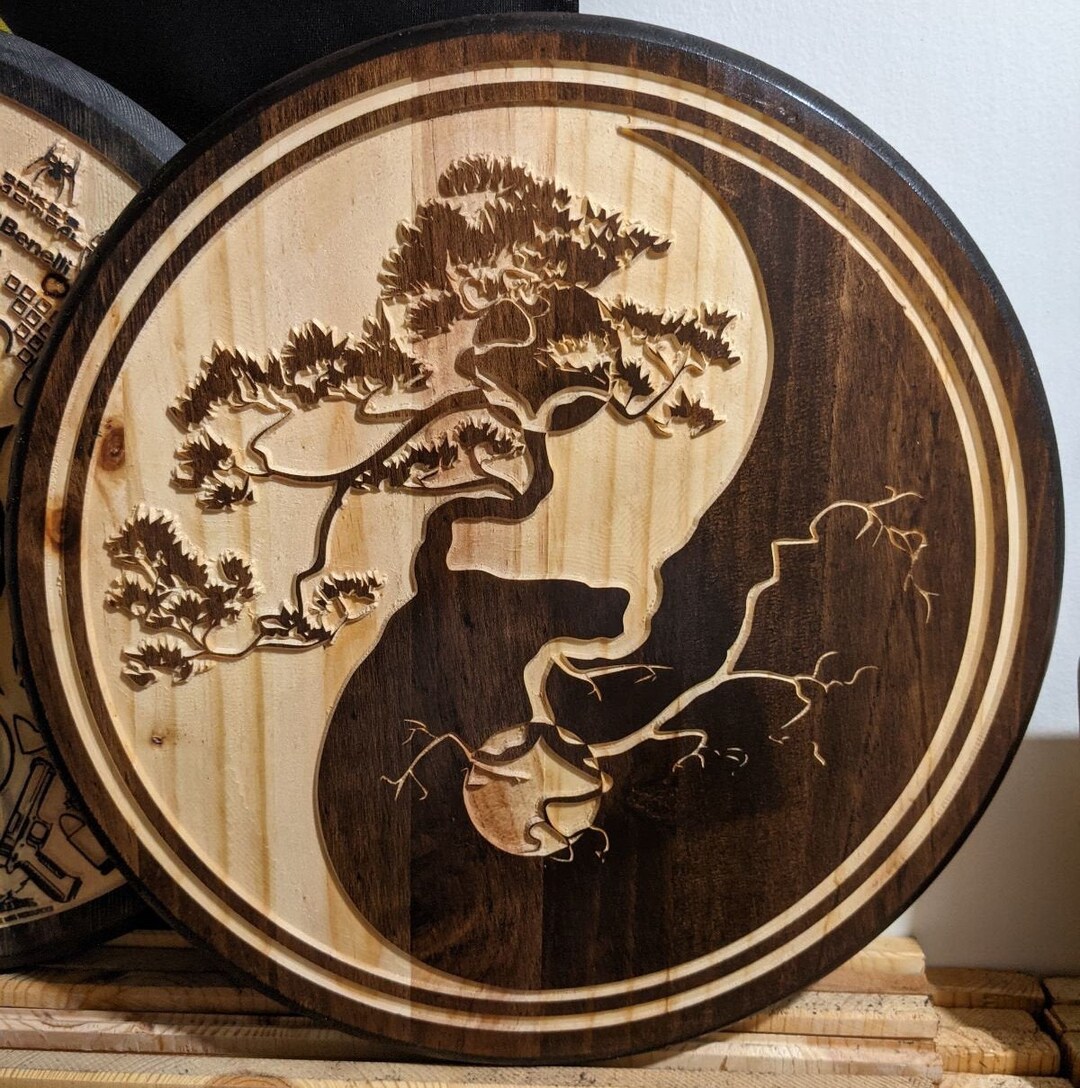 15" Carved Ying/yang "tree of Life" - Etsy