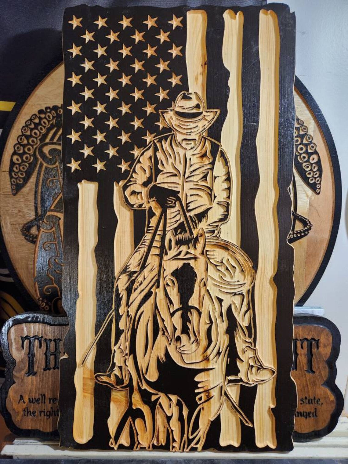 American Cowboy Flag 27x14 - Etsy