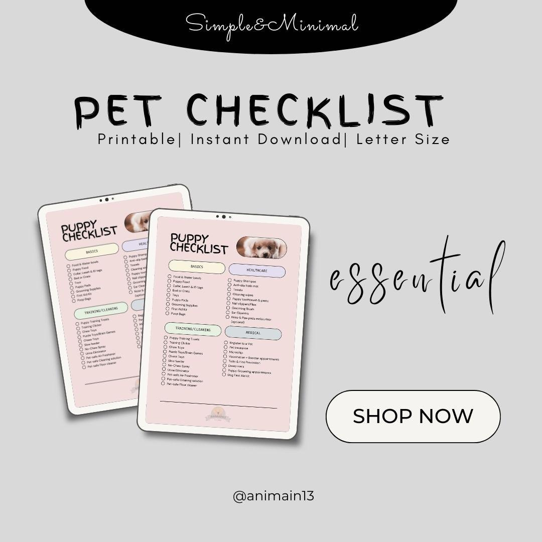 Printable Puppy Checklist | New Puppy Essentials Guide | Comprehensive ...
