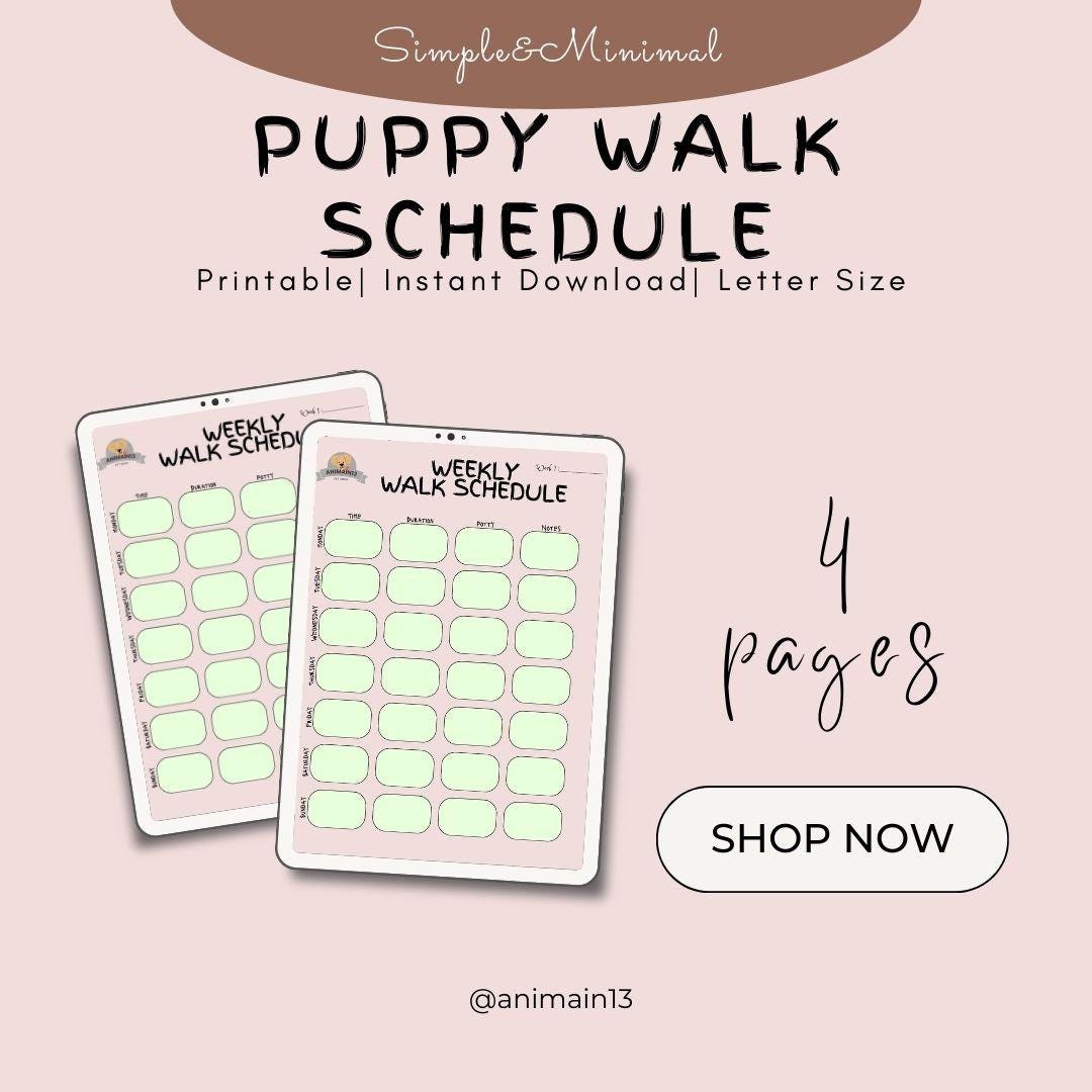 Digital Pet Walk Tracker | Printable Pet Walking Log | Daily & Weekly ...