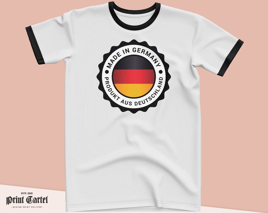 Made in Germany T Shirt, Deutschland Tshirt Ringer White Black Germany ...