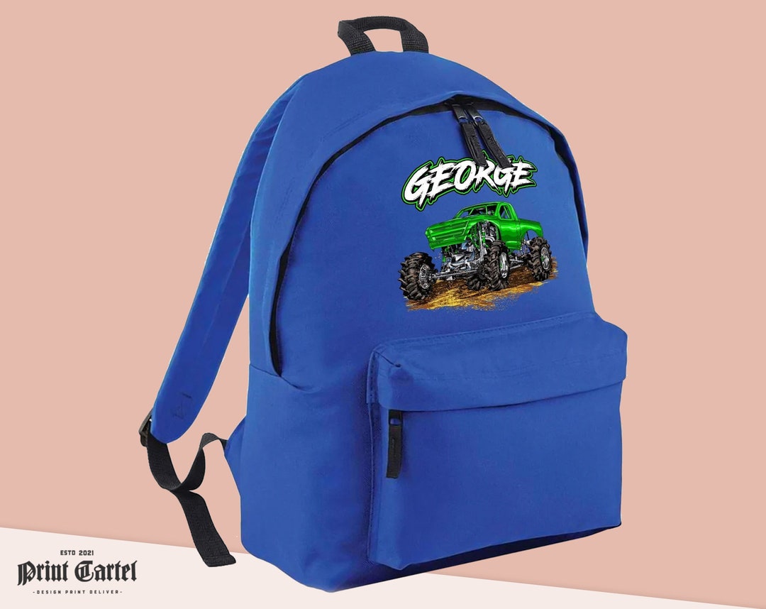Personalised Monster Trucks Backpack, Personalised School Bag ...