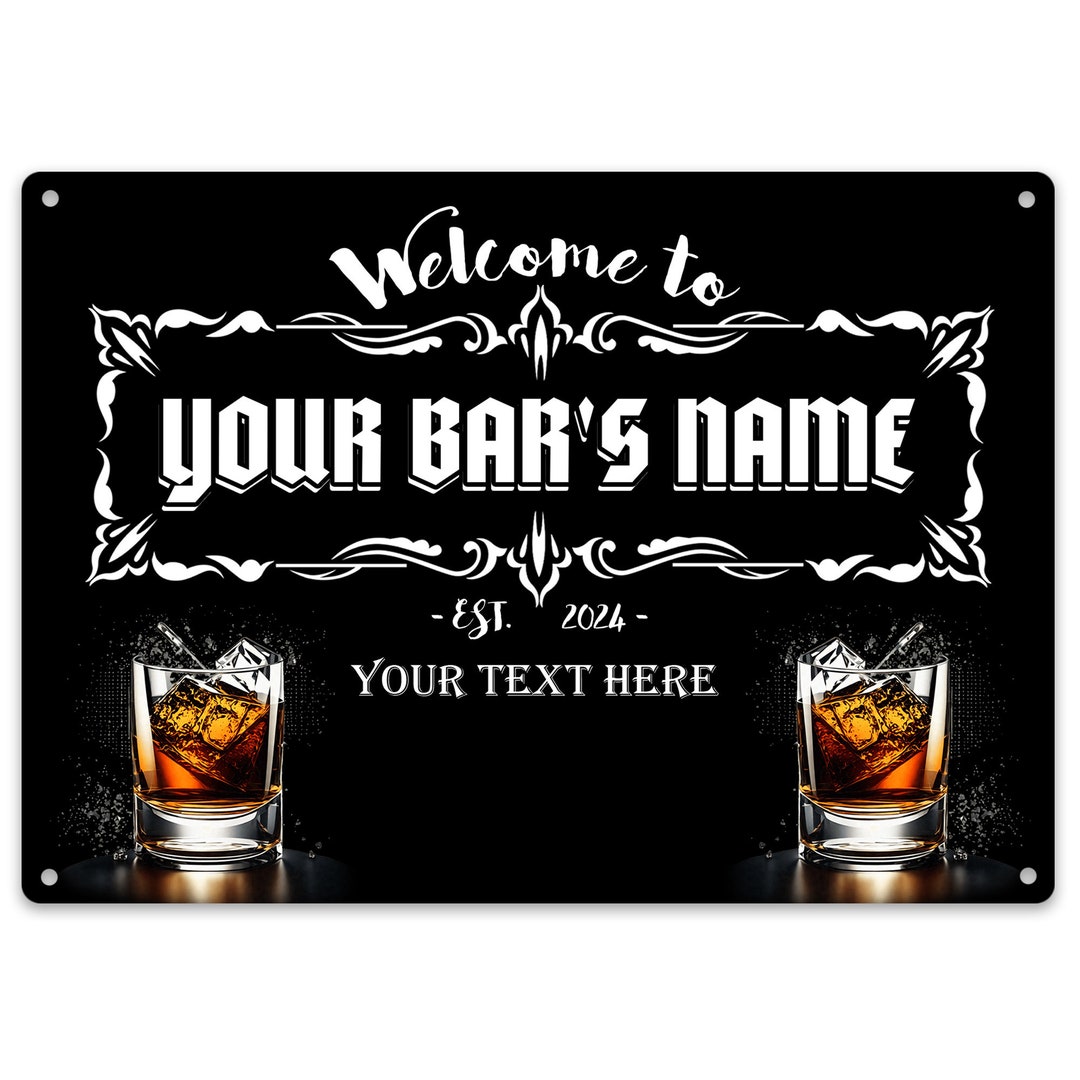 Custom Bar Sign for Home Pub or Garden, Personalised Whiskey Design ...
