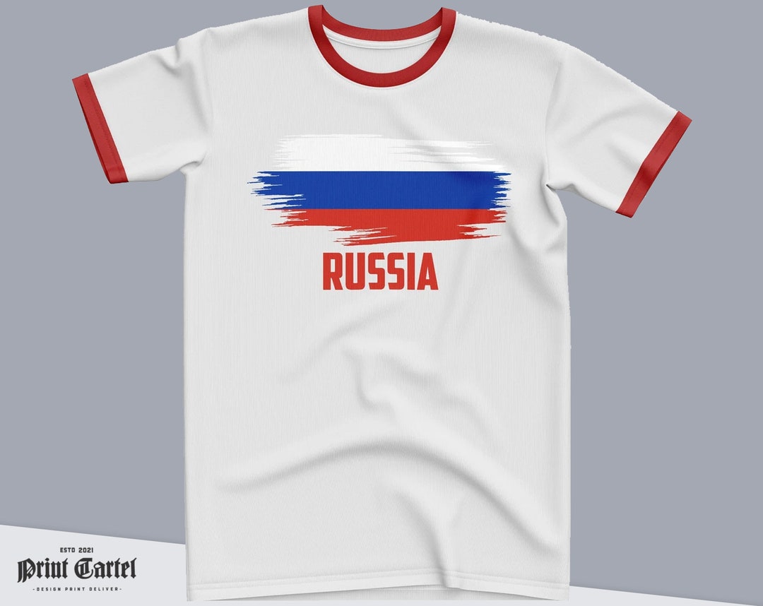 Russia Flag T Shirt Russia Tshirt Ringer White Red Russia - Etsy UK