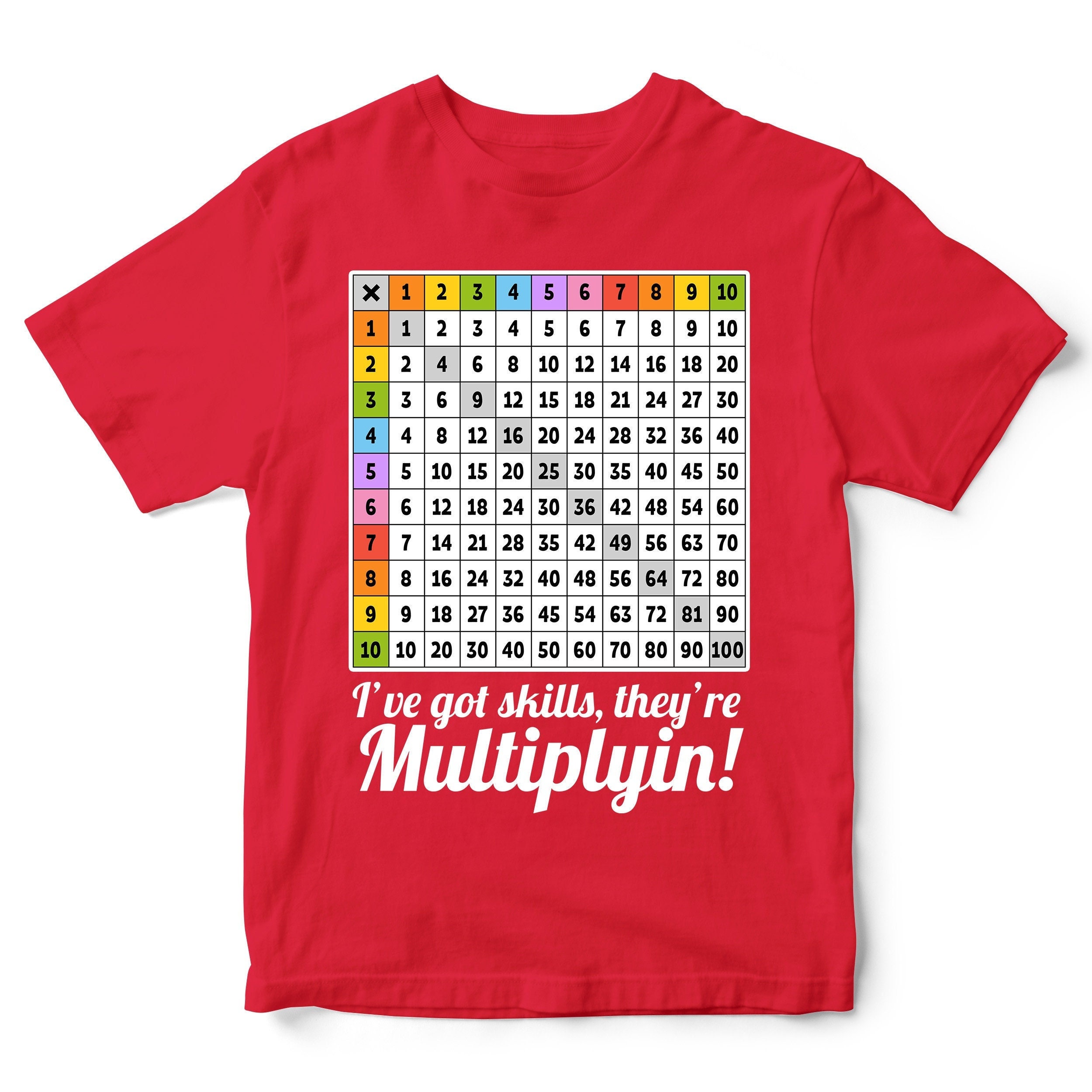 Maths Times Tables Grid Learning T Shirt, Funny Multiplication Math Tee ...