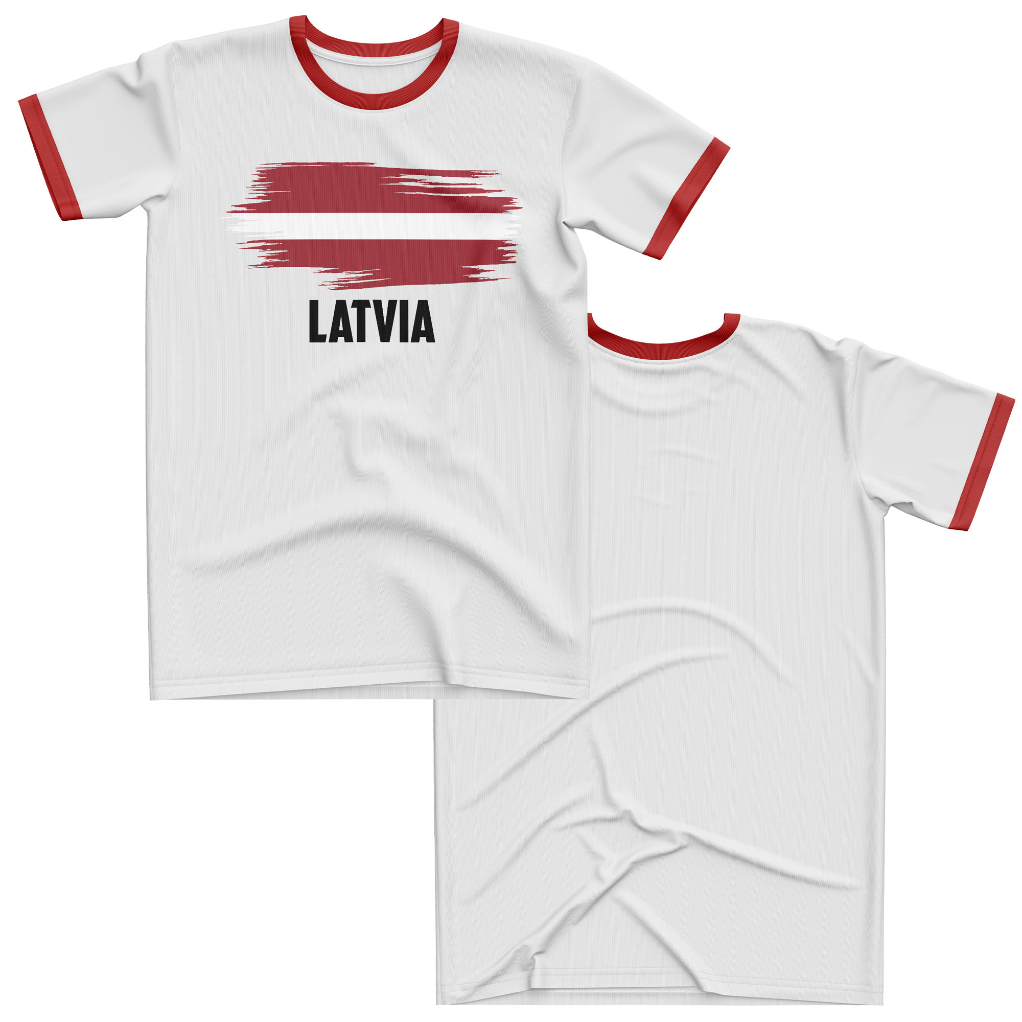Latvia Flag T Shirt, Latvia Tshirt Ringer White Red Latvia Supporters ...