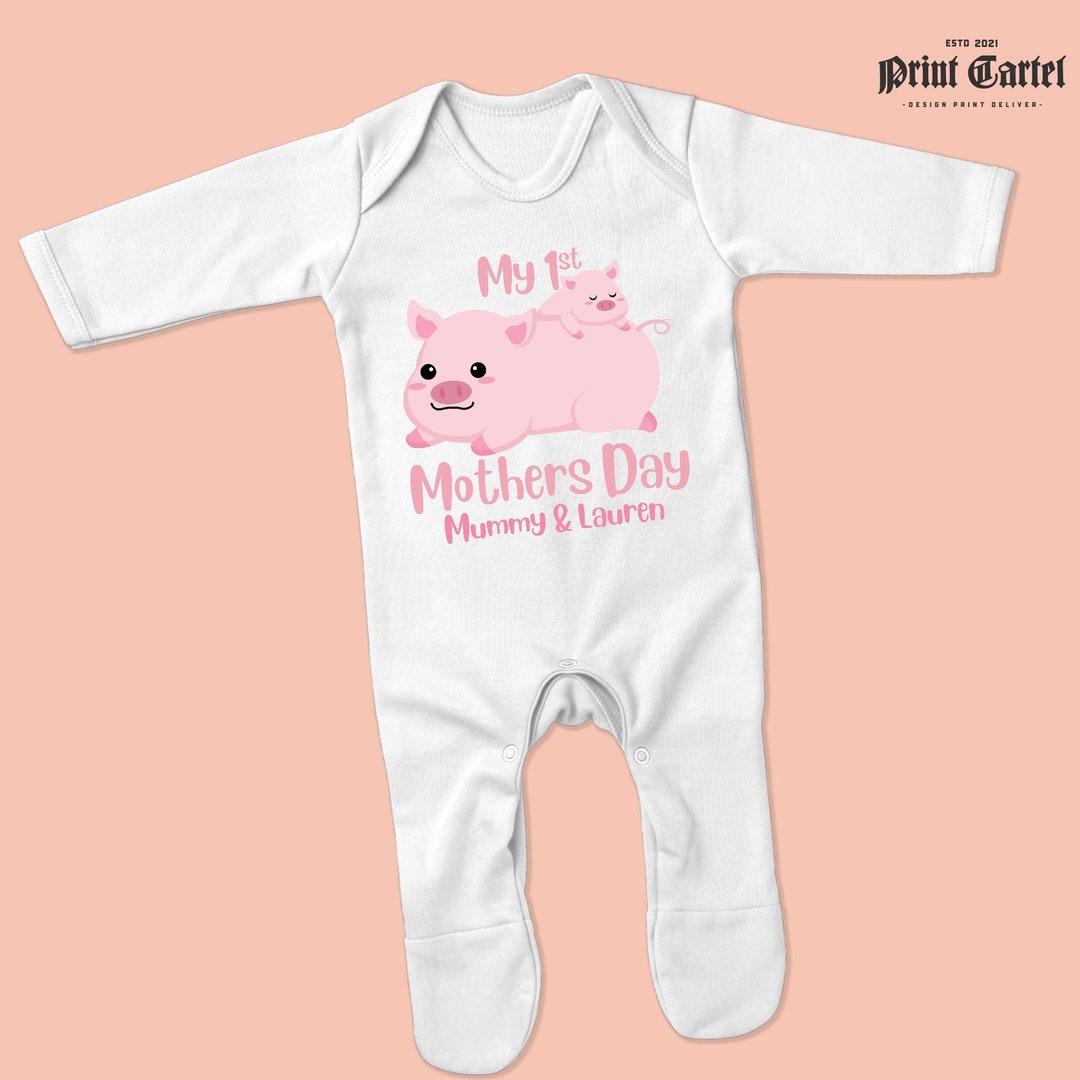 My First Mothers Day Personalised Piglet Baby Suit, Custom Babygrow ...