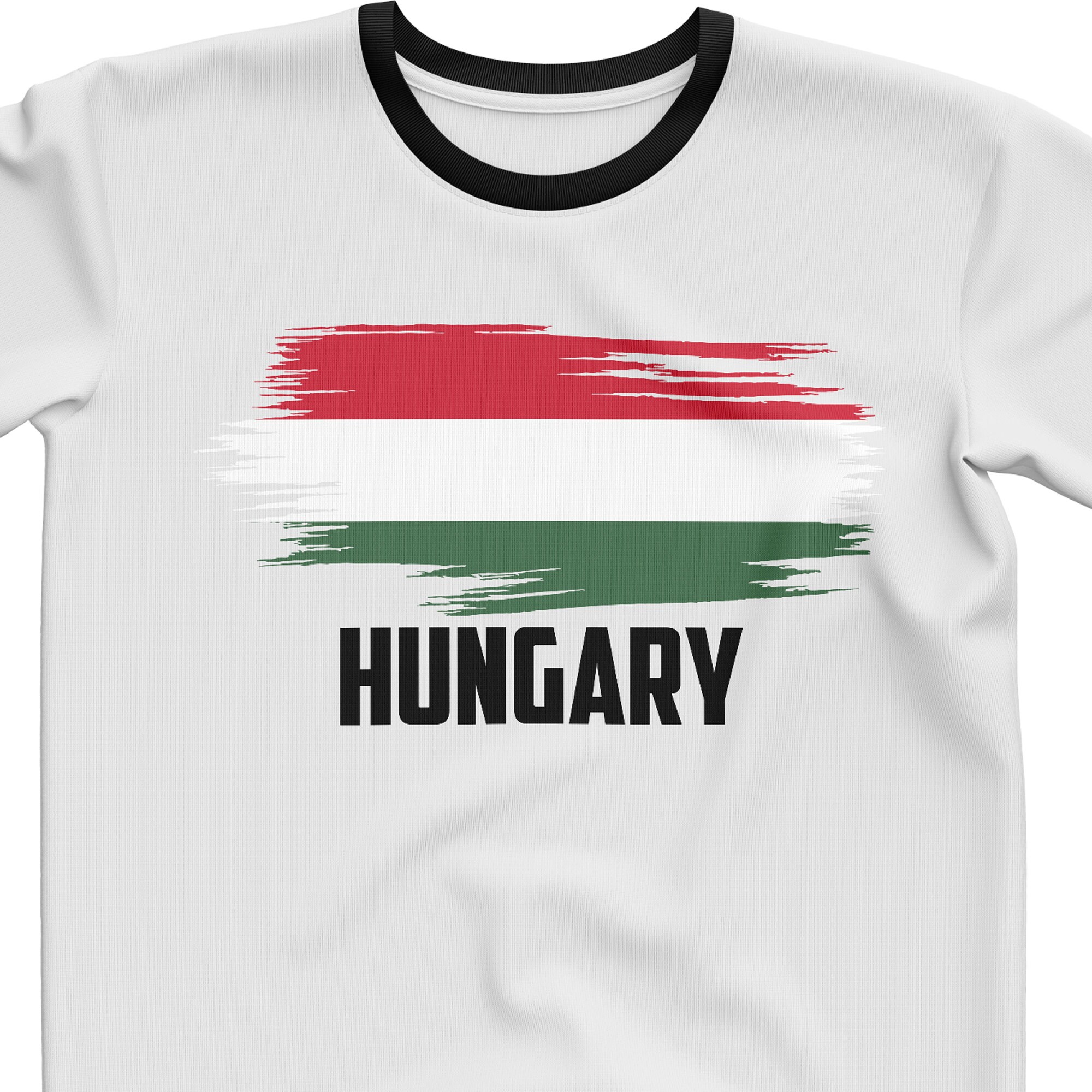 Hungary Flag T Shirt, Hungary Tshirt Ringer White Black Hungary ...