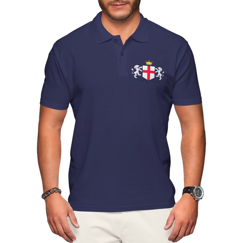 Embroidered Retro England Crest Polo Shirt Mens - Etsy