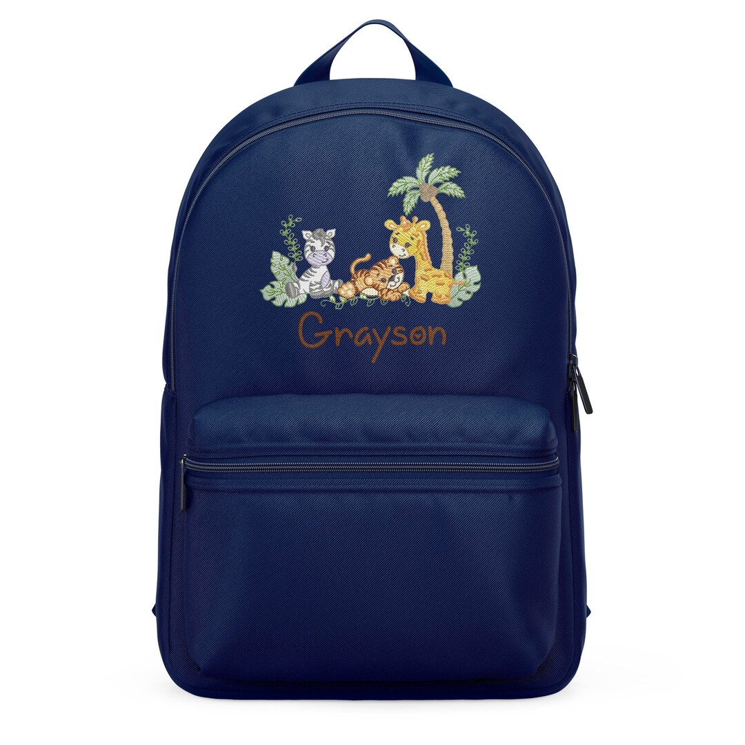 Cute Safari Embroidered Mini Backpack, Kids Personalised Mini Essential ...