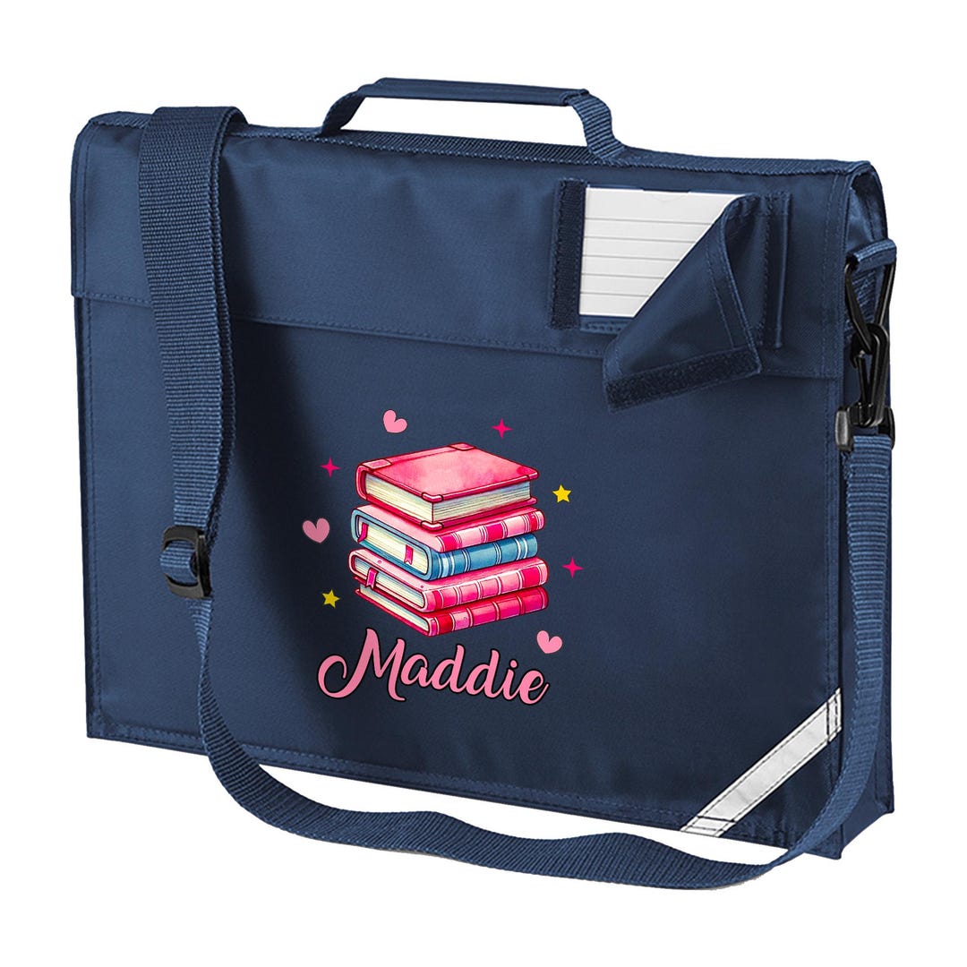 Personalised Book Bag With Straps for Girls, Custom Name Messenger ...